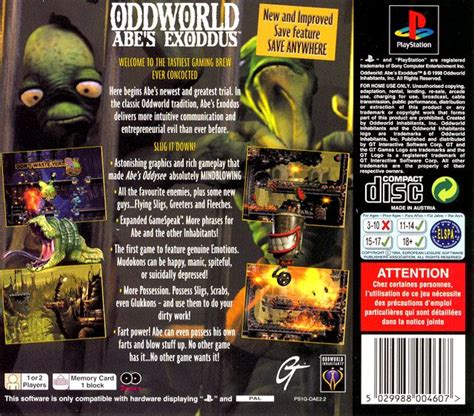 Oddworld Abes Exoddus 1998 Playstation Box Cover Art Mobygames