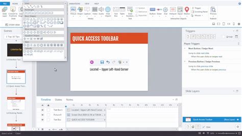 using the quick access toolbar and shortcuts in articulate storyline