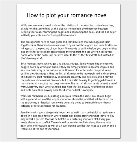 Free Novel Outline Templates Dotxes