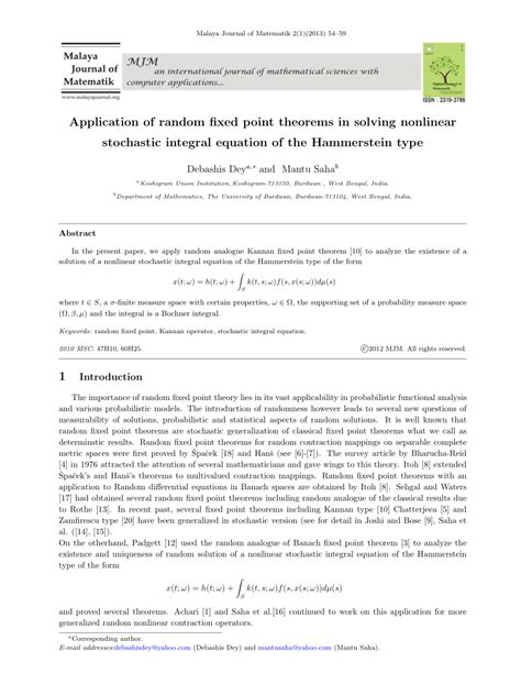 pdf application of random fixed point theorems in solving nonlinear