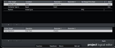 visibility in the project window show tracks with data between