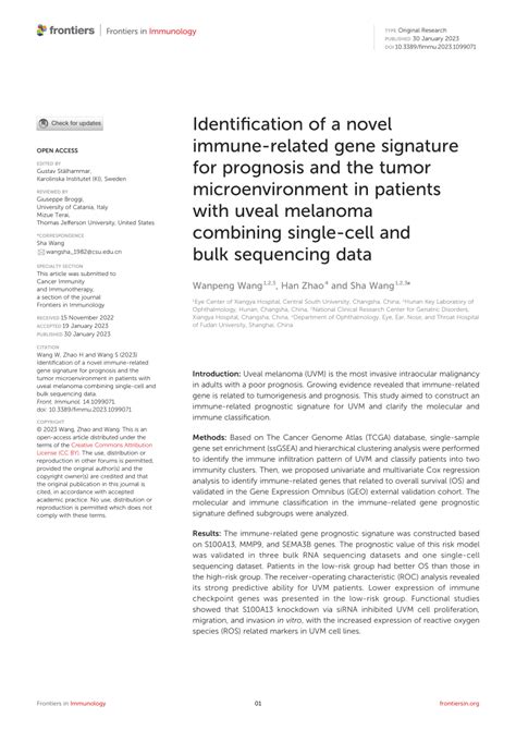 Pdf Identification Of A Novel Immune Related Gene Signature For