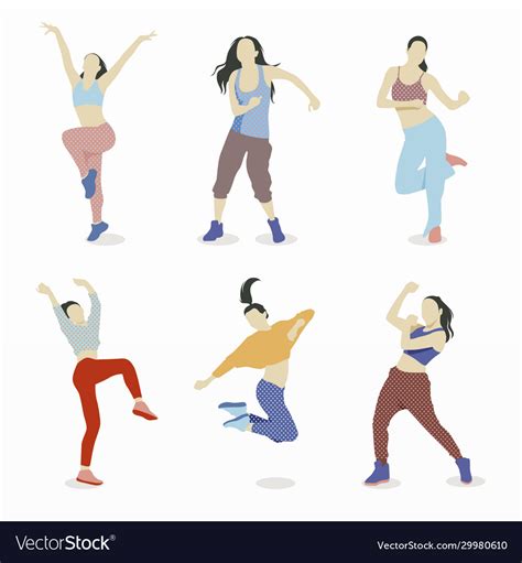 Variety Zumba Dancers Set Royalty Free Vector Image