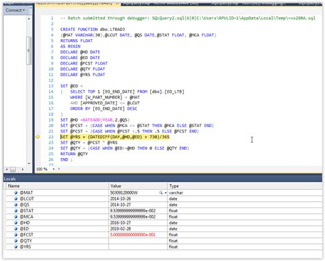 tsql sql function variable setting itself to random value stack
