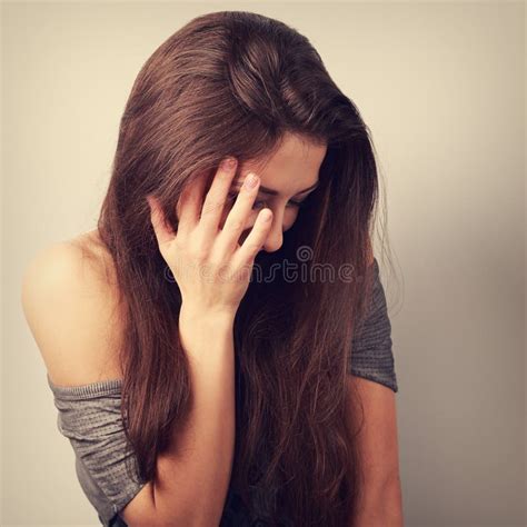 Happy Laughing Young Woman Cover The Hand Her Face And Giggling Stock