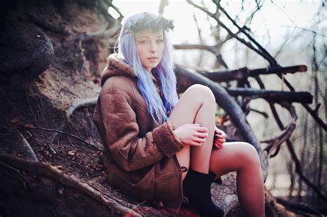 Women Outdoors Women Model Portrait Dyed Hair Nose Rings Blue