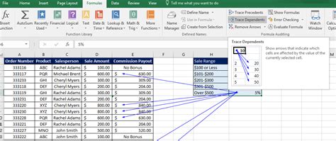excel formulas using trace dependents to find data solutions learn