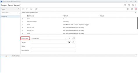 manual entry of commands in selenium ide opsramp documentation