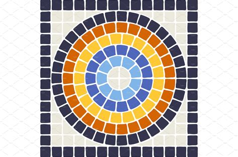 Ancient Mosaic Tile Pattern Vector Graphics ~ Creative Market