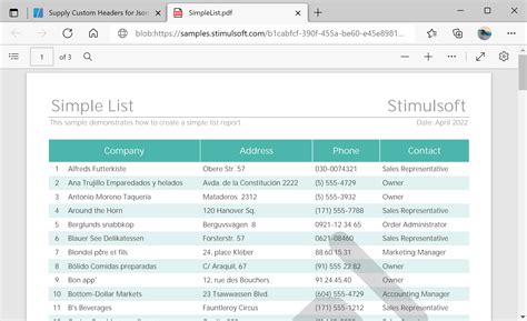 supply custom headers for json database samples