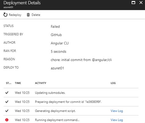 node js deploy default angular application on azure from