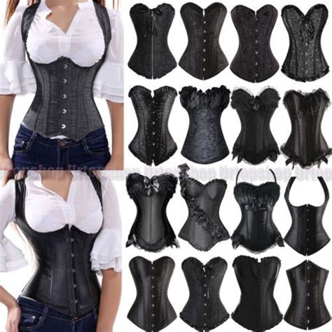 Black Corset Sexy Lace Up Boned Costumes Top Waist Training Shaper