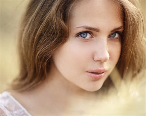 Wallpaper Women Blonde Blue Eyes Face Portrait 2048x1638