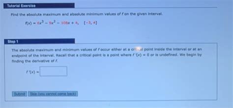 Solved Tutorial Exercise Find The Absolute Maximum And