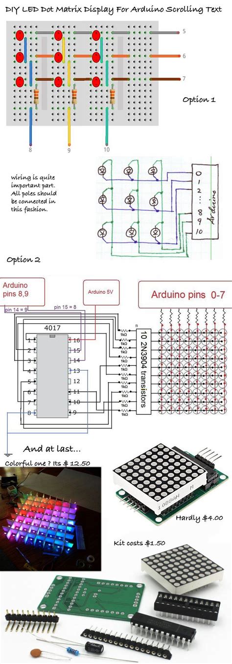diy led dot matrix display for arduino scrolling text arduino