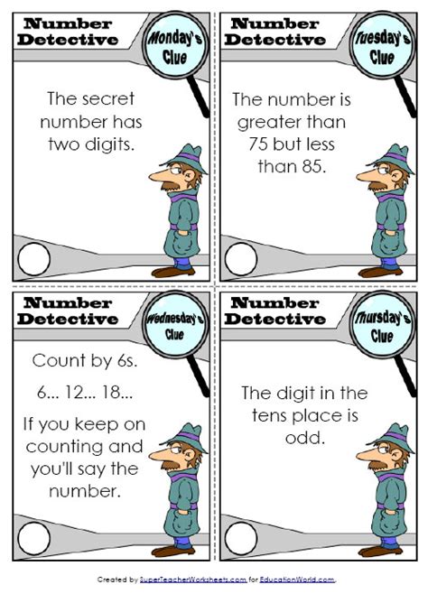 Number Detective Worksheet 3 Worksheet For 2nd 3rd Grade