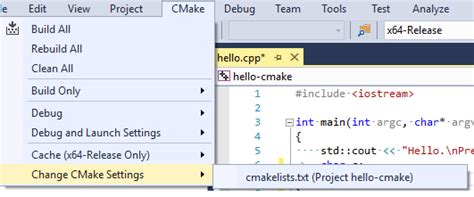cmake projects in visual c microsoft docs