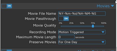 motioneye recording on external pir command configuration home