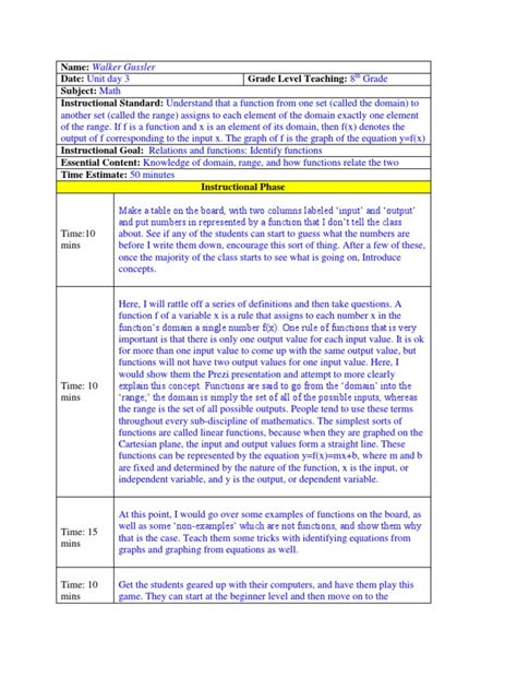 Functions Lesson Plan Pdf Function Mathematics Teaching Mathematics
