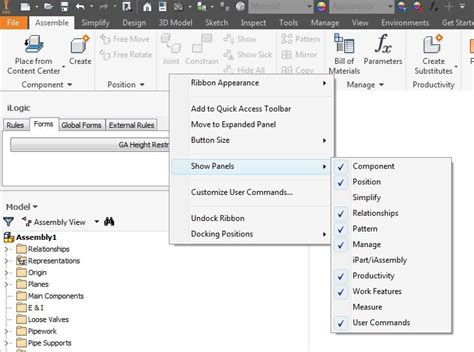 solved missing tabs in assembly autodesk community