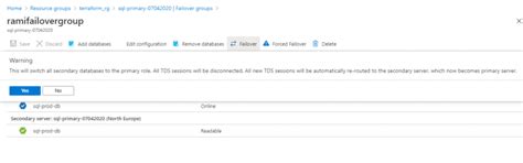 provisioning azure sql database with failover groups using