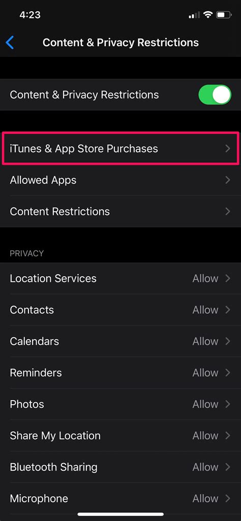 how to turn off in app purchases on iphone and ipad with screen time