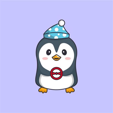 Desenho Animado Do Logotipo Do Pinguim Vetor Premium