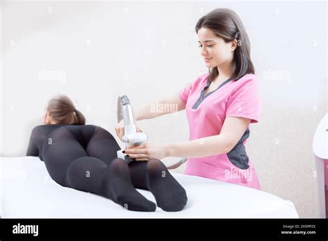 Lpg Machine Massage Procedure On Legs For Lifting Body Woman Getting