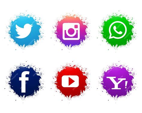 Free Vector Abstract Watercolor Social Media Icons Set