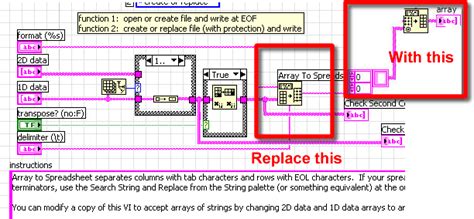 solved array to spreadsheet string vi truncating my rows ni community
