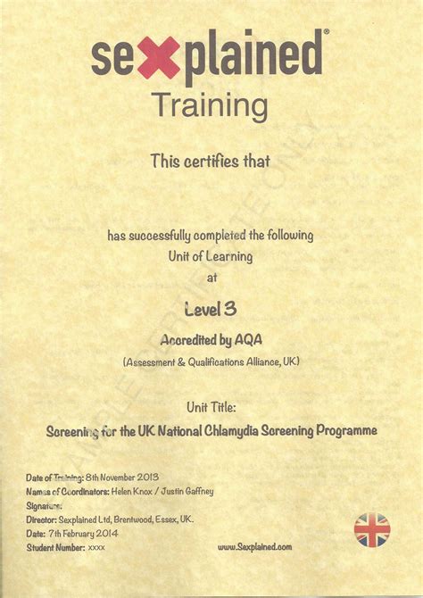 example certificates