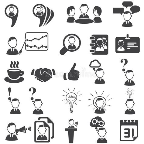 Office And Business Vector Icons Set On Gray Stock Vector