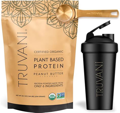 Truvani Vegan Peanut Butter Protein Powder With Shaker Cup