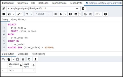 how to use having clause in postgresql commandprompt inc