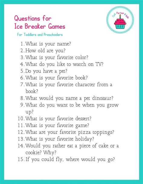 1st Grade Icebreakers