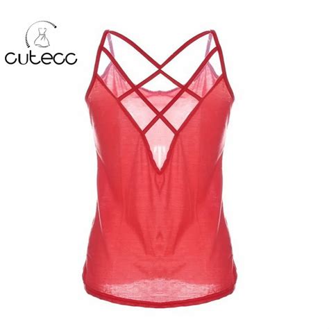 Hollow Out Sexy Women Criss Cross Sexy Tank Tops Casual Loose Solid