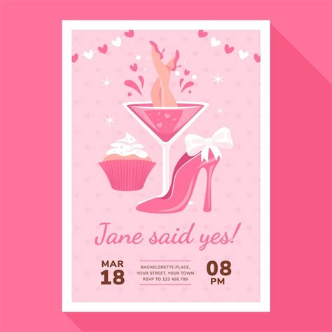 Free Vector Flat Bachelorette Party Invitation Template