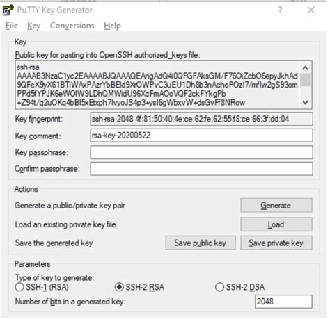 creating an ssh key with putty