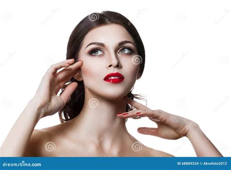 Beautiful Sensual Woman Touching Her Face Beauty And Skincare Concept