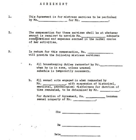 the mistress contract how one couple laid down the rules for their