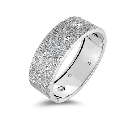 18k Gold Pois Moi Luna Wide Pave Diamond Bangle Roberto Coin North