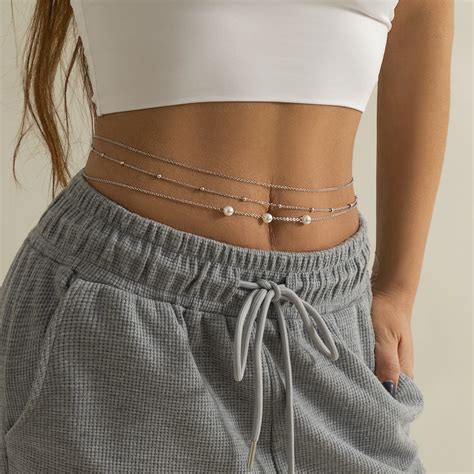Summer New Sexy Multilayer Womens Waist Chain Bohemia Pearl Belly