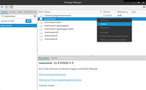 how to install team viewer 11 0 on manjaro 15 12
