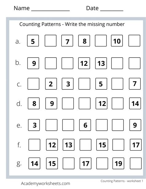 counting patterns math worksheets academy worksheets