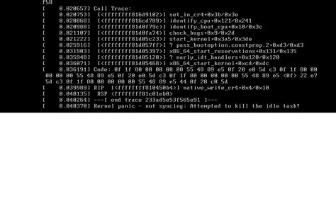 linux kernel panic not syncing attempted to kill the idle task on