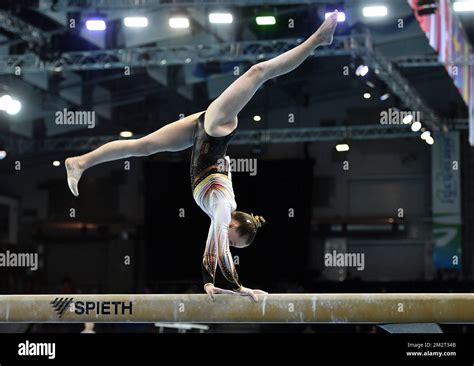 Belgian Gymnast Jade Vansteenkiste Pictured In Action During The