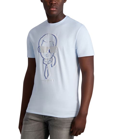 Karl Lagerfeld Mens Slim Fit Karl Head Metallic Logo Graphic T Shirt
