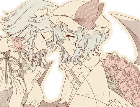 Safebooru 2girls Bat Wings Blue Hair Bouquet Braid Closed Eyes Flower