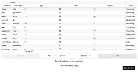 react table fixed columns official forked codesandbox