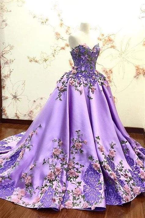 Lilac Ball Gown Sweetheart Prom Gorgeous Party Dress With Lace